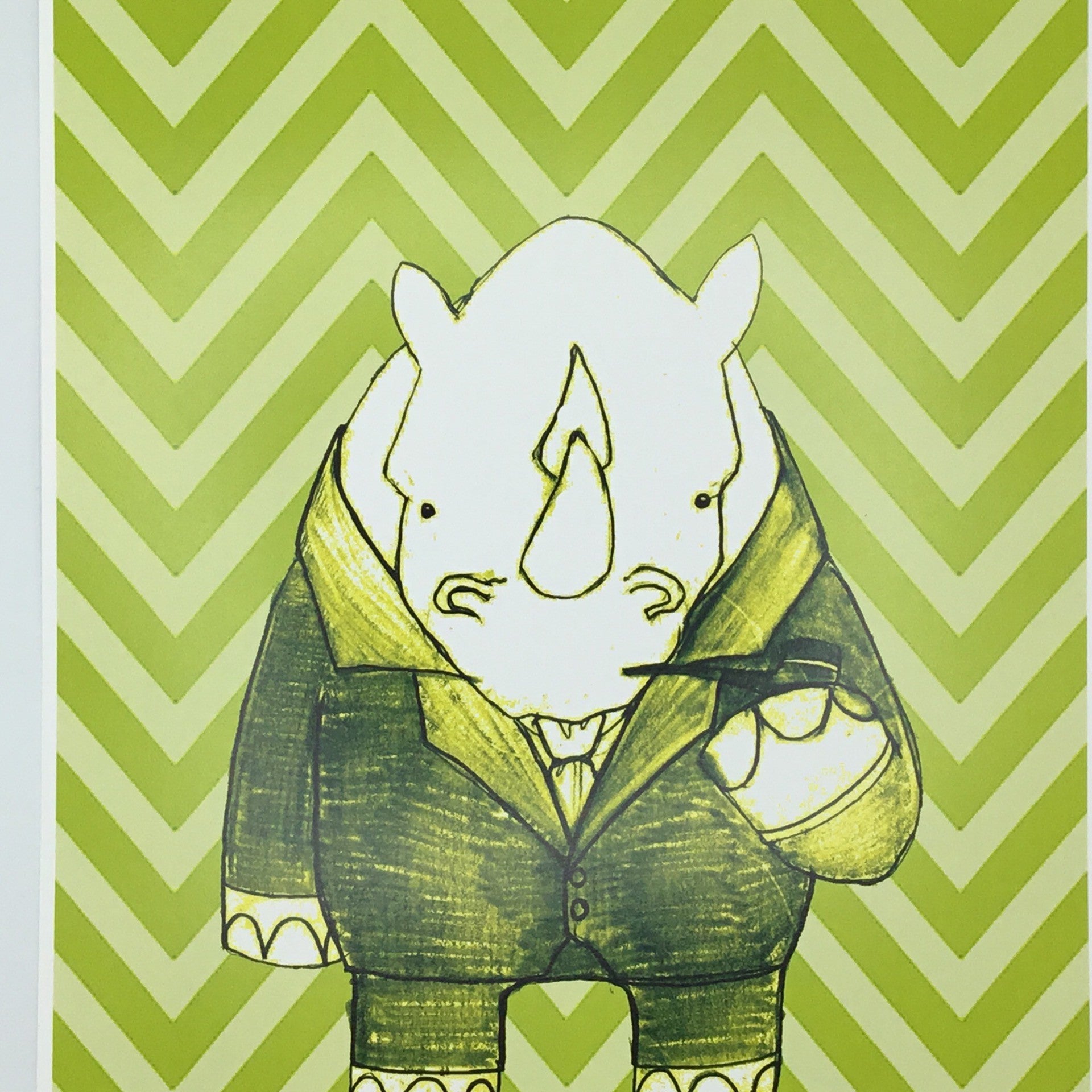 Chevron Rich Rhino Art Print - Suz Roach | Owl and Rabbit Gallery