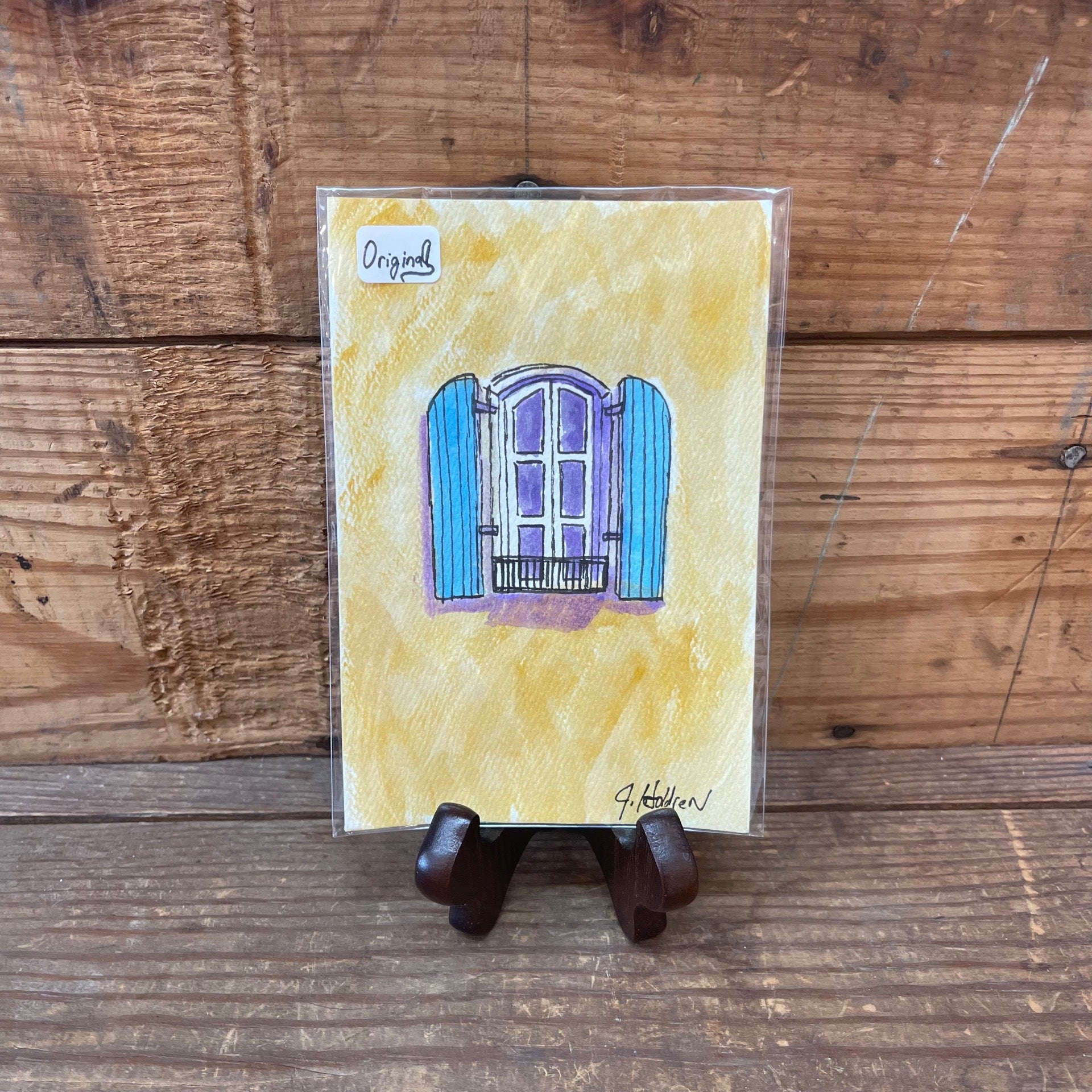 “Provence Windows” Original 4x6 by Justin Holdren | Owl and Rabbit Gallery