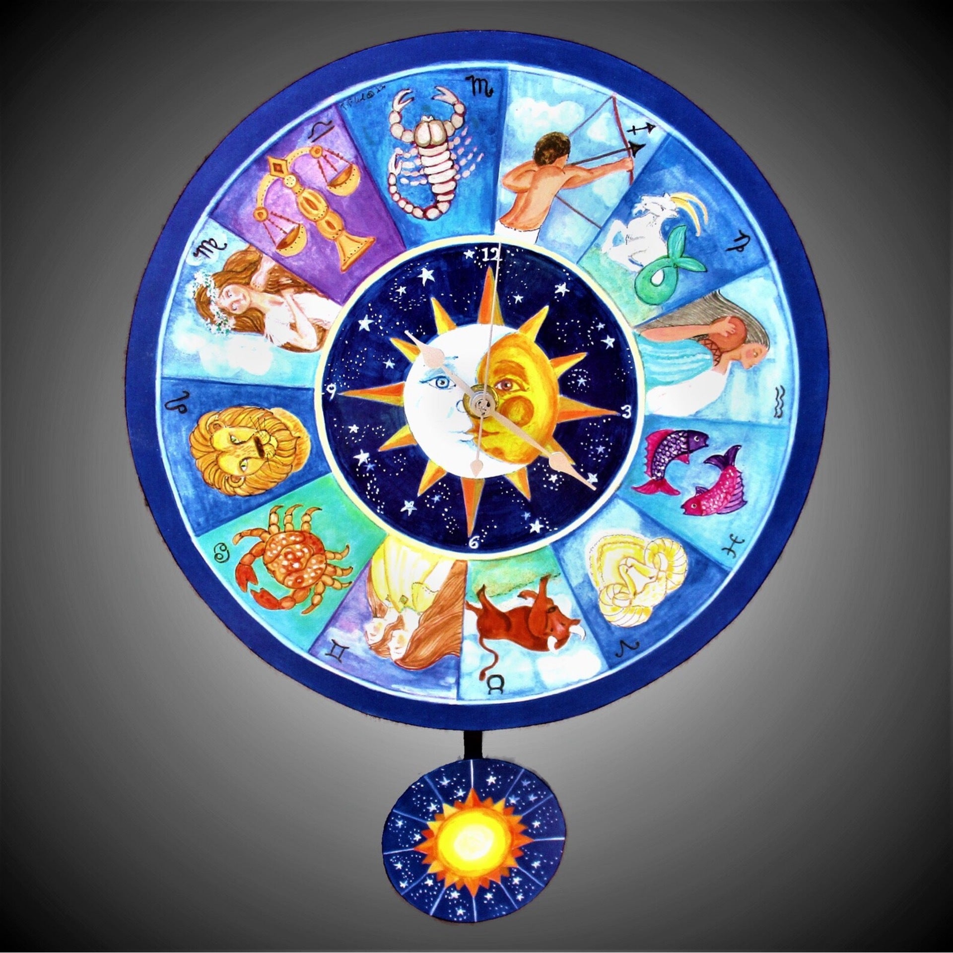 Zodiac Clock- Laughing Moon | Owl and Rabbit Gallery
